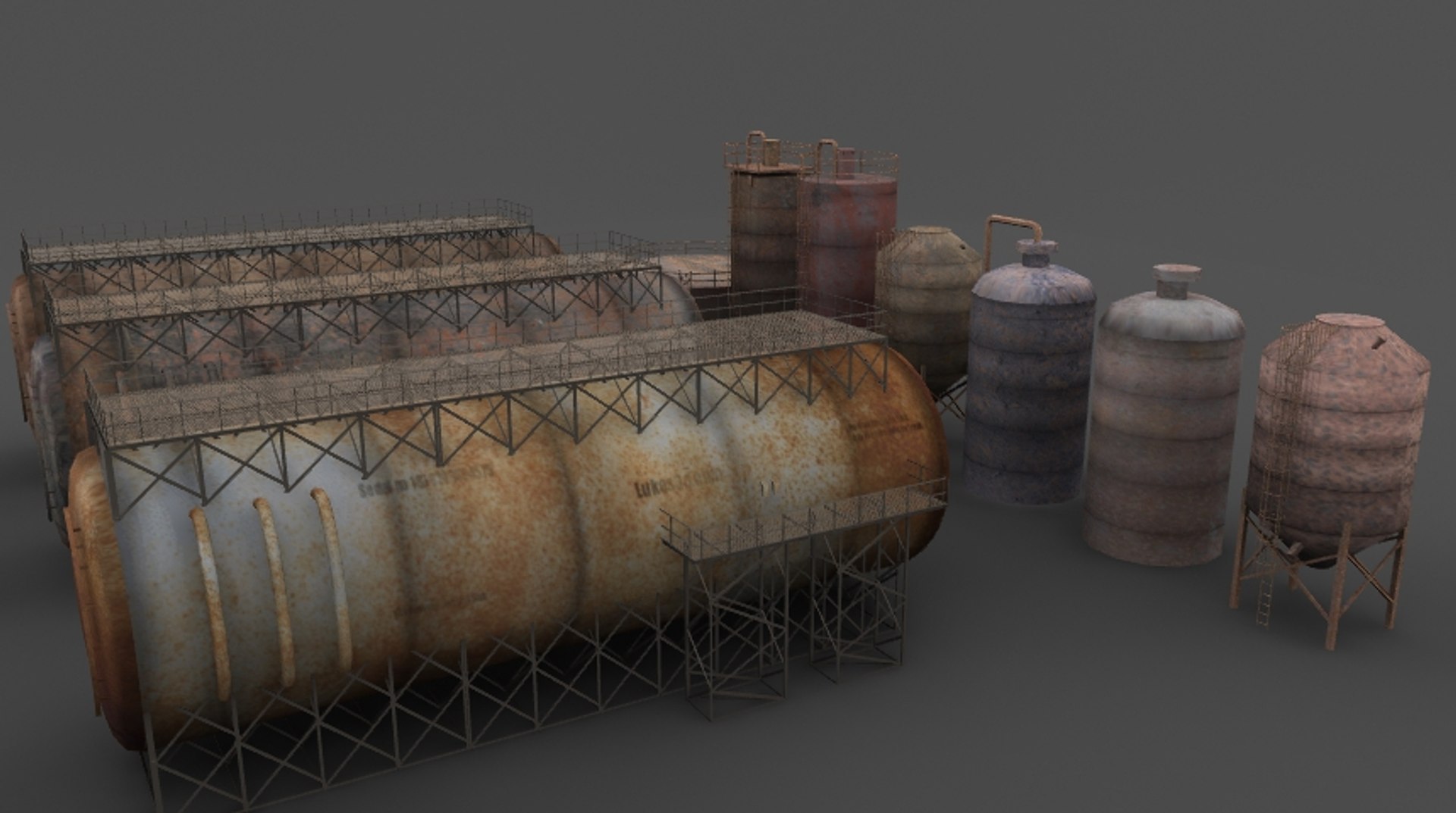 3d Rusty Tanks Model