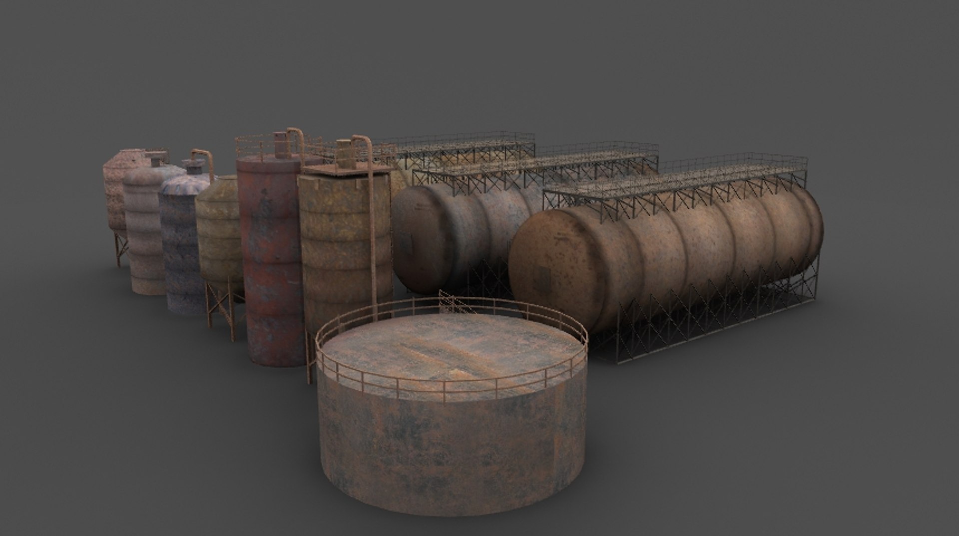 3d Rusty Tanks Model