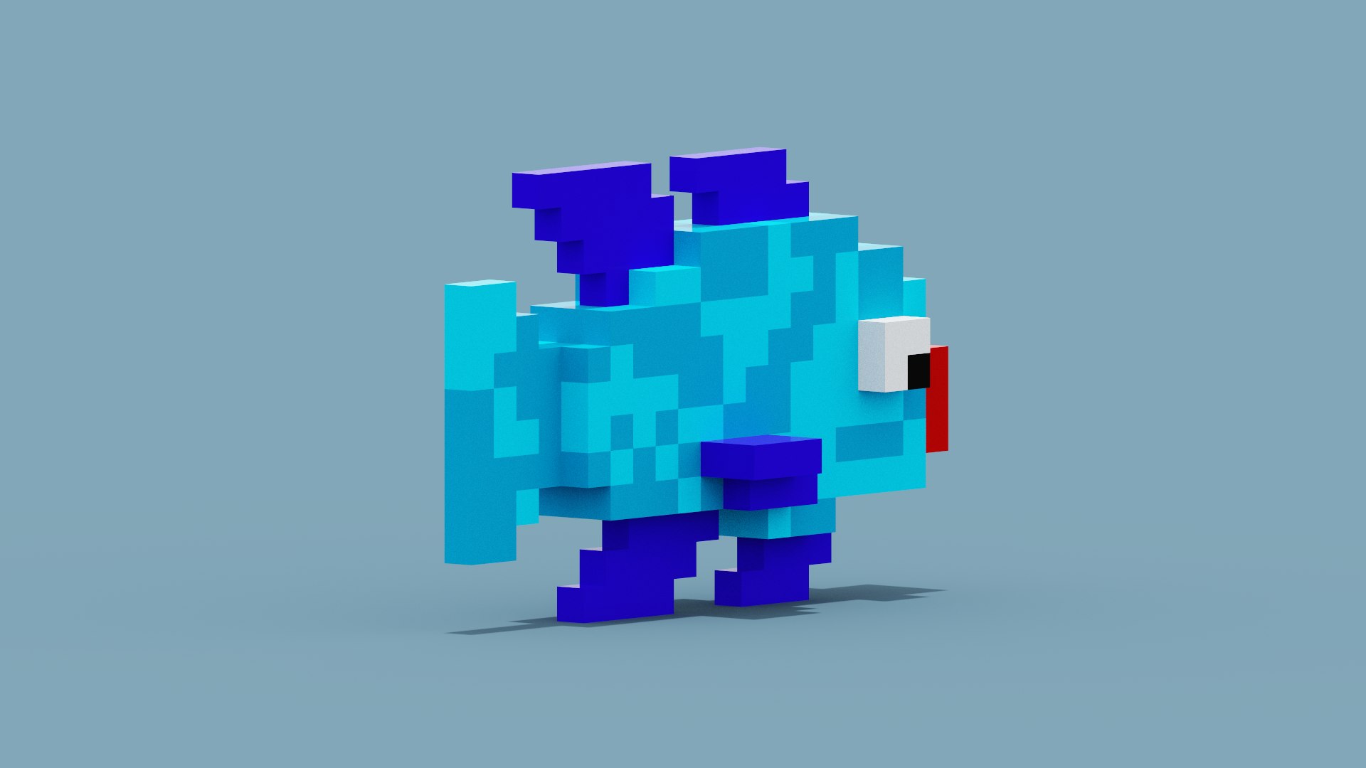 3D Voxel Blue Fish - TurboSquid 1975824
