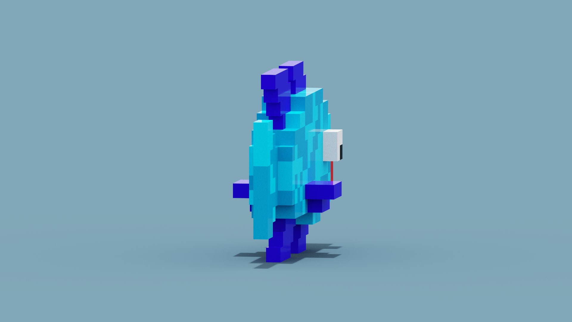 3D Voxel Blue Fish - TurboSquid 1975824