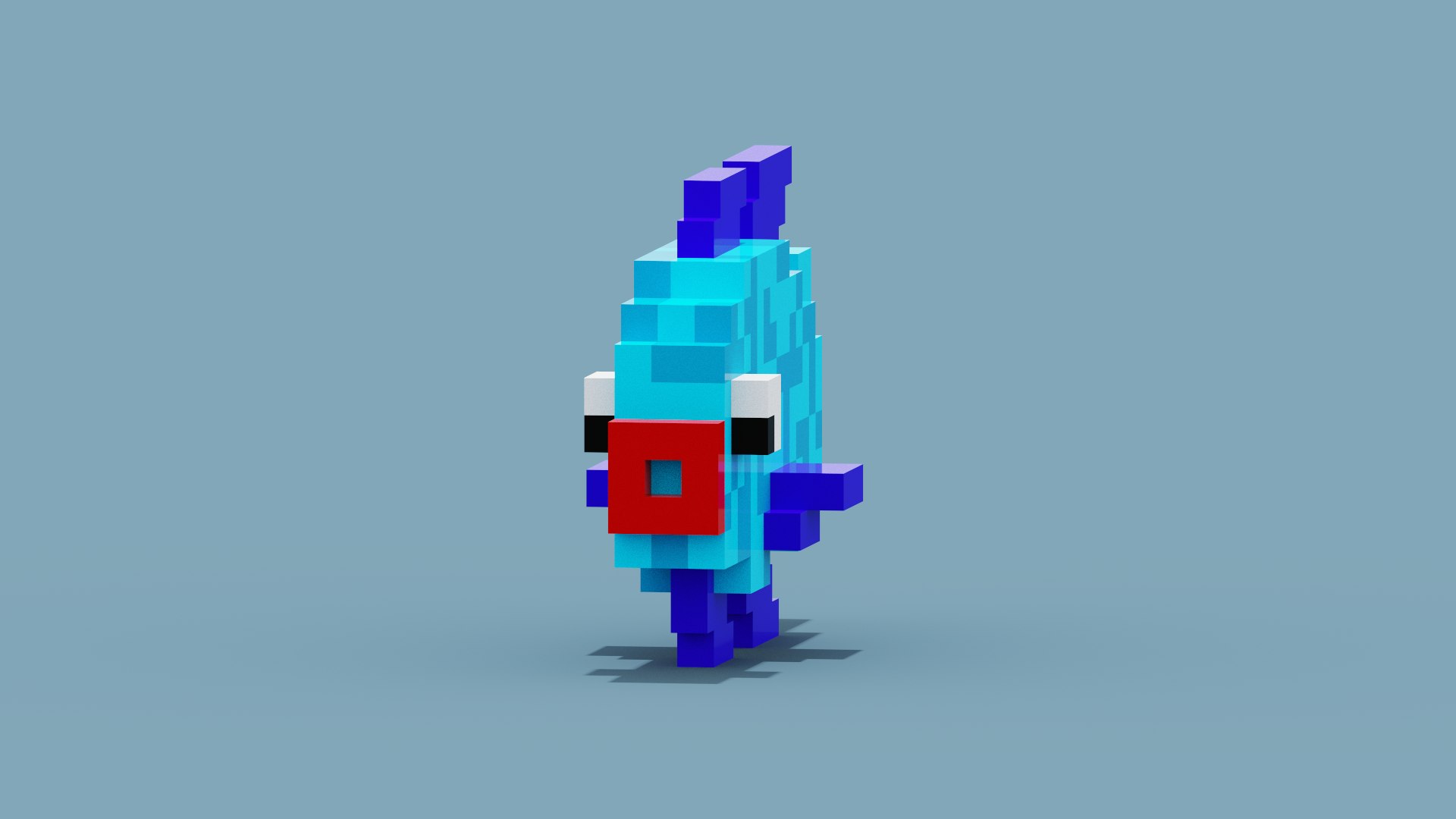 3D Voxel Blue Fish - TurboSquid 1975824