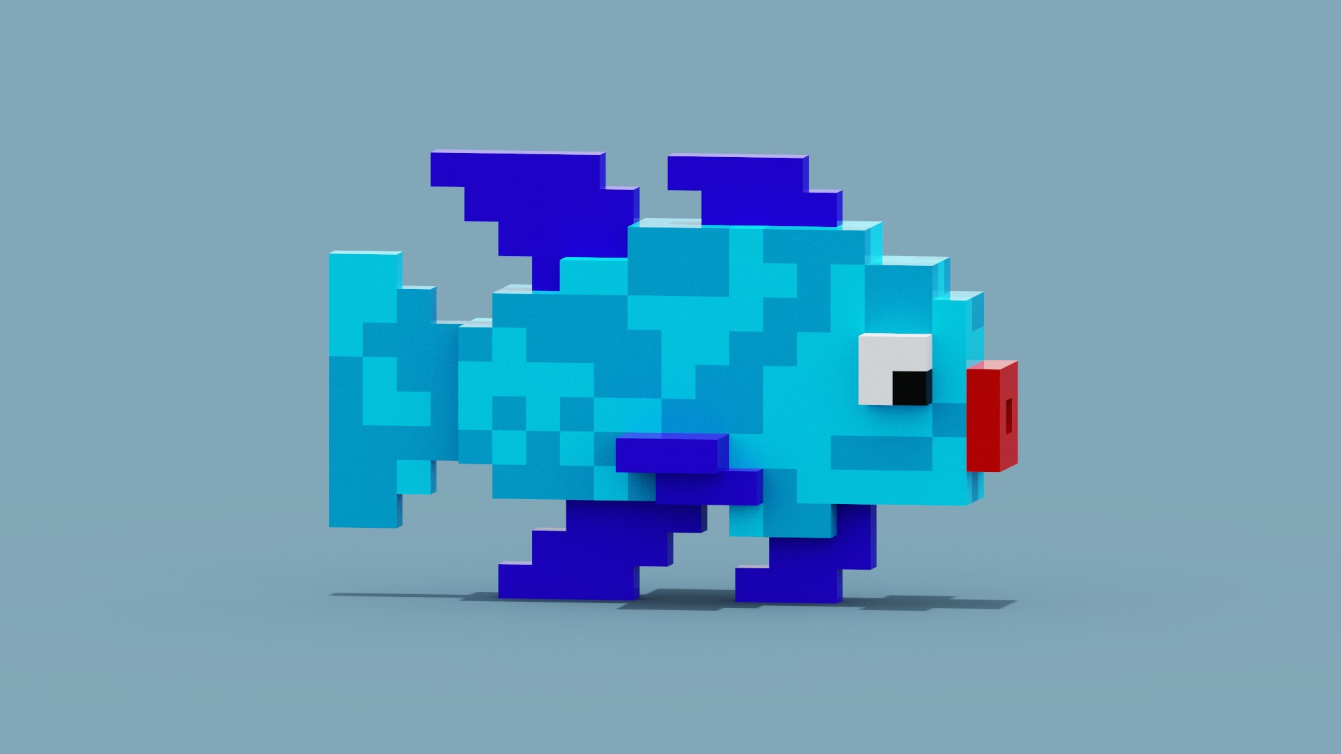 3D Voxel Blue Fish - TurboSquid 1975824