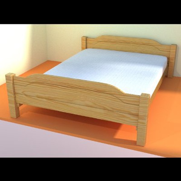 3d pine wood bed model
