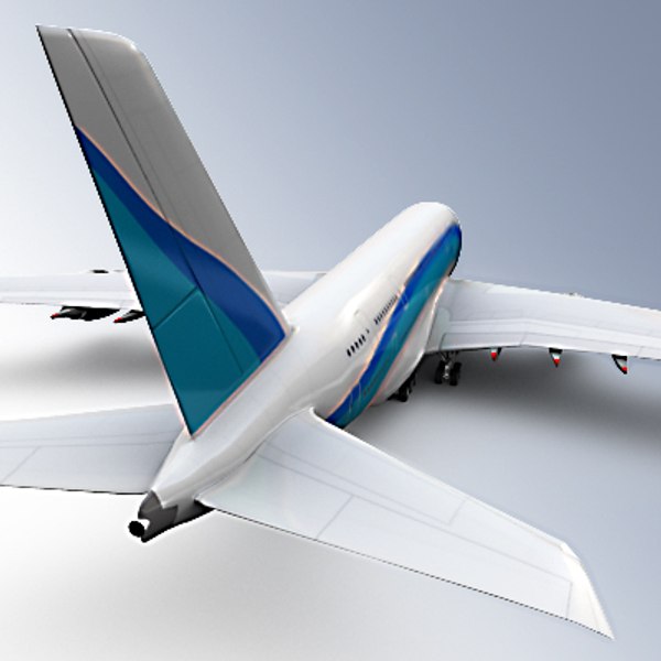3d airbus a380 blue lines model