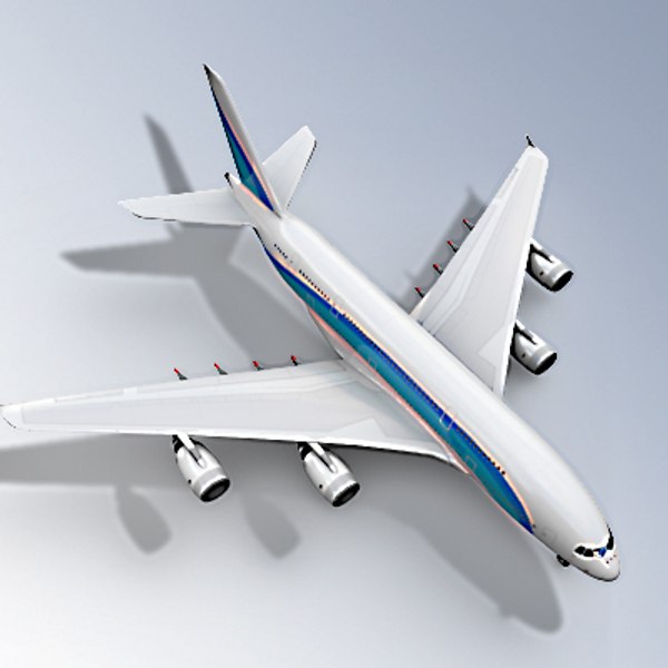 3d airbus a380 blue lines model