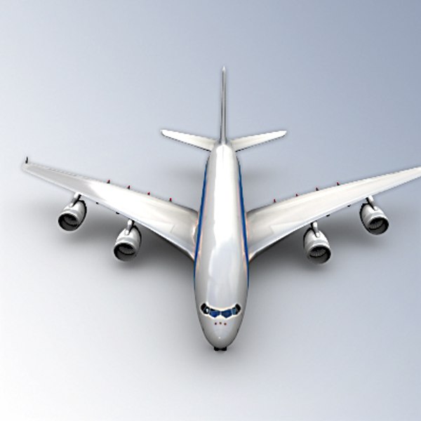 3d airbus a380 blue lines model
