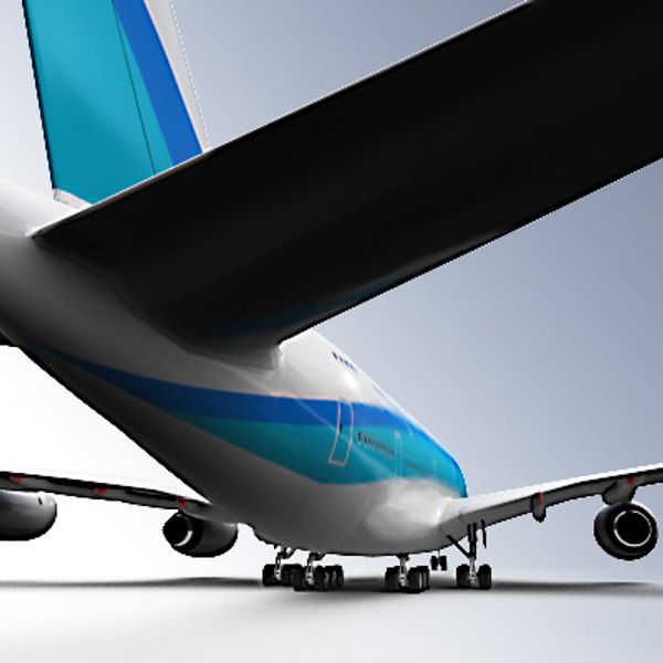 3d airbus a380 blue lines model