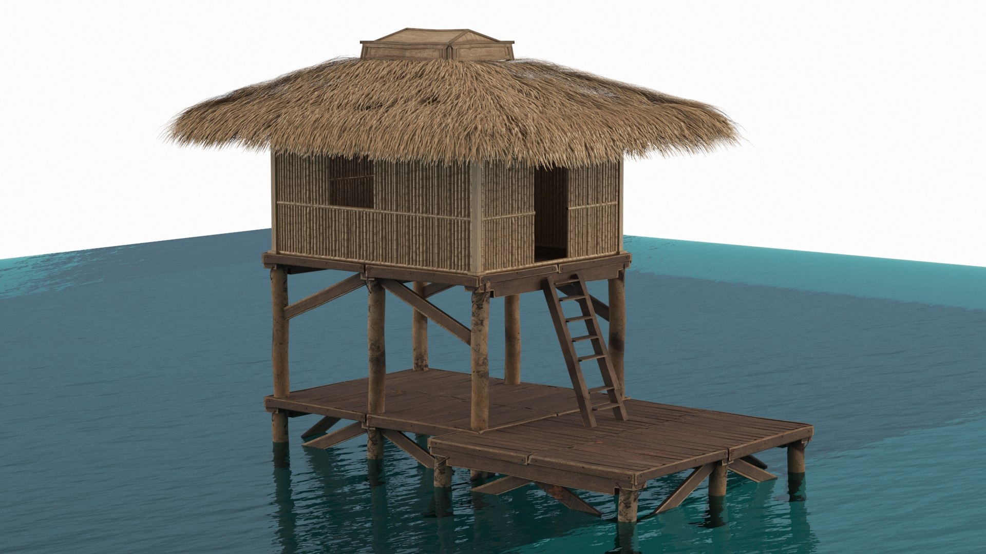 Overwater Bamboo Hut With Thatched Roof 3D Model - TurboSquid 2468789