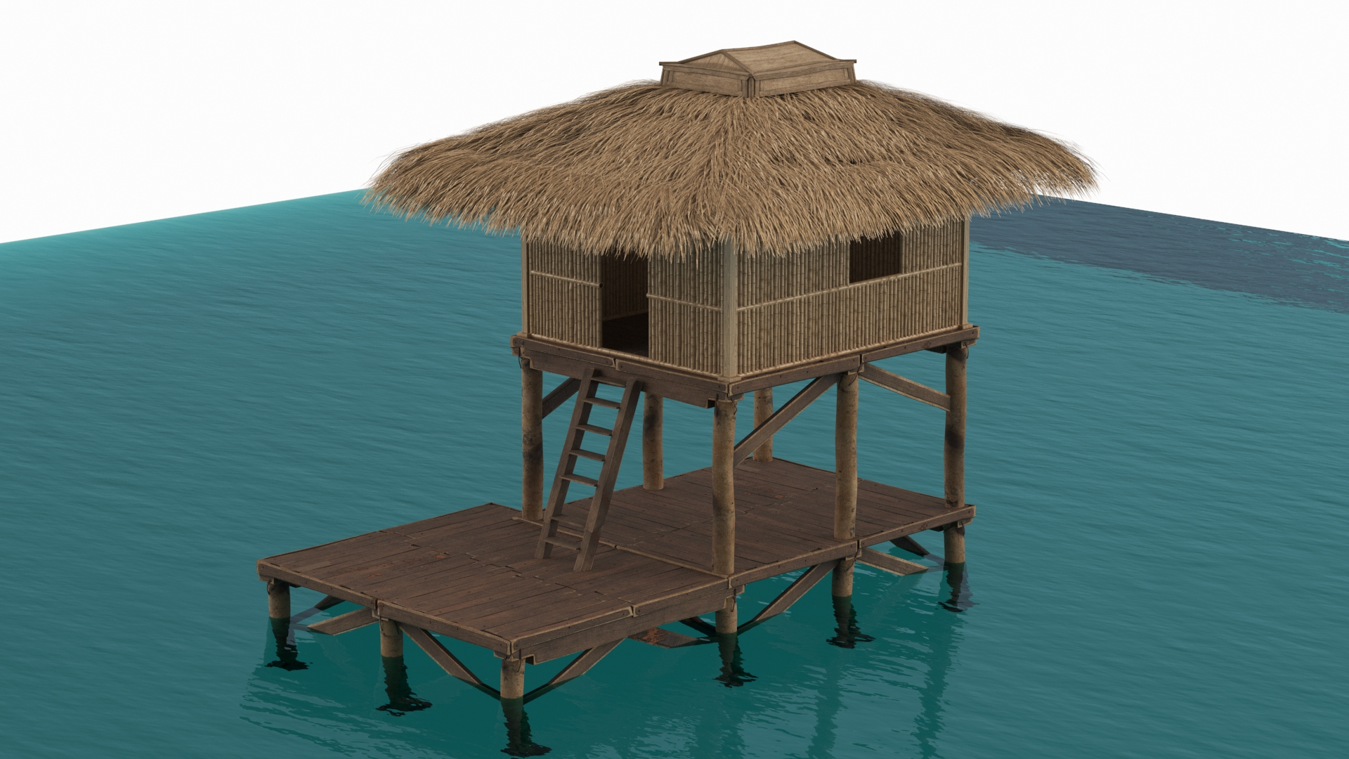 Overwater Bamboo Hut With Thatched Roof 3D Model - TurboSquid 2468789