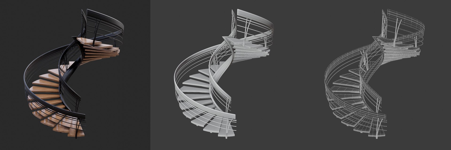 3D Model Spiral Stairs Asset Pack - TurboSquid 1710181
