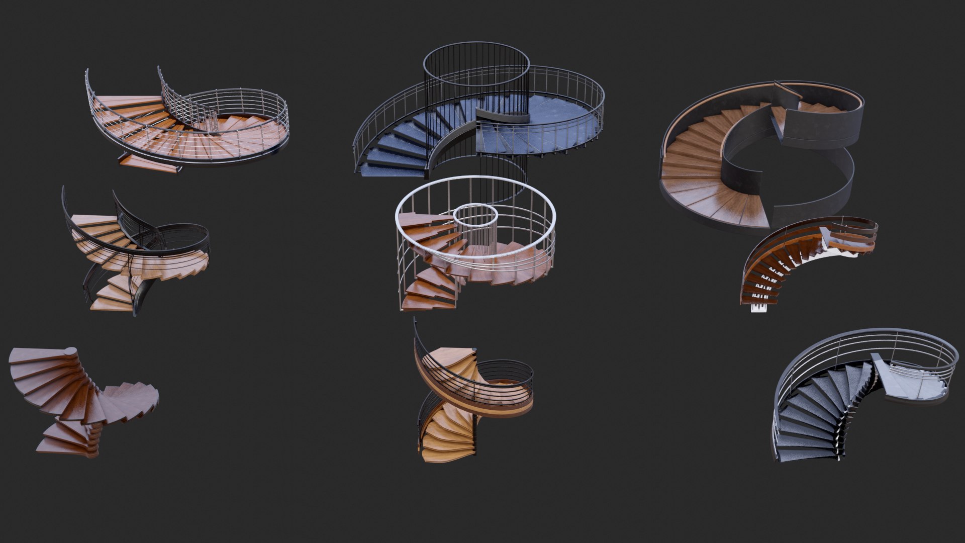 3D Model Spiral Stairs Asset Pack - TurboSquid 1710181