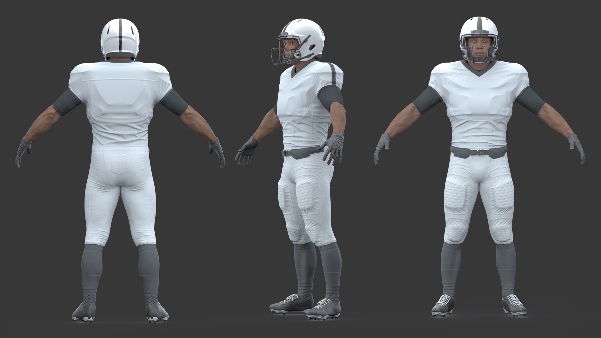 White Uniform Black Man Football Player Rigged 3D Model - TurboSquid ...