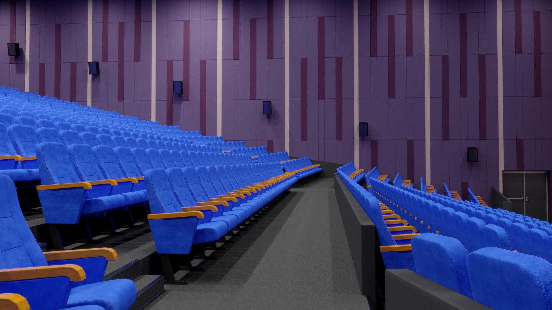 3D Cinema Auditorium Interior With Lights On - TurboSquid 2240479