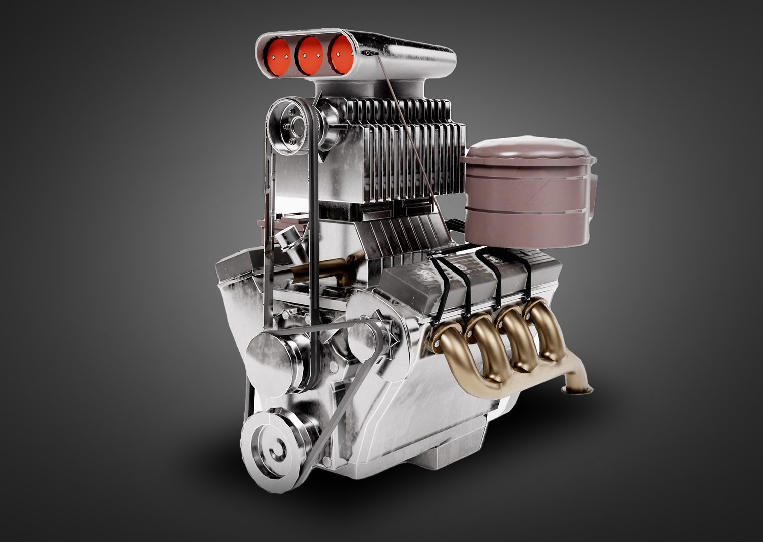 Vintage Car Engine V8 Turbocharged Vehicle Part Da1 3D Model ...