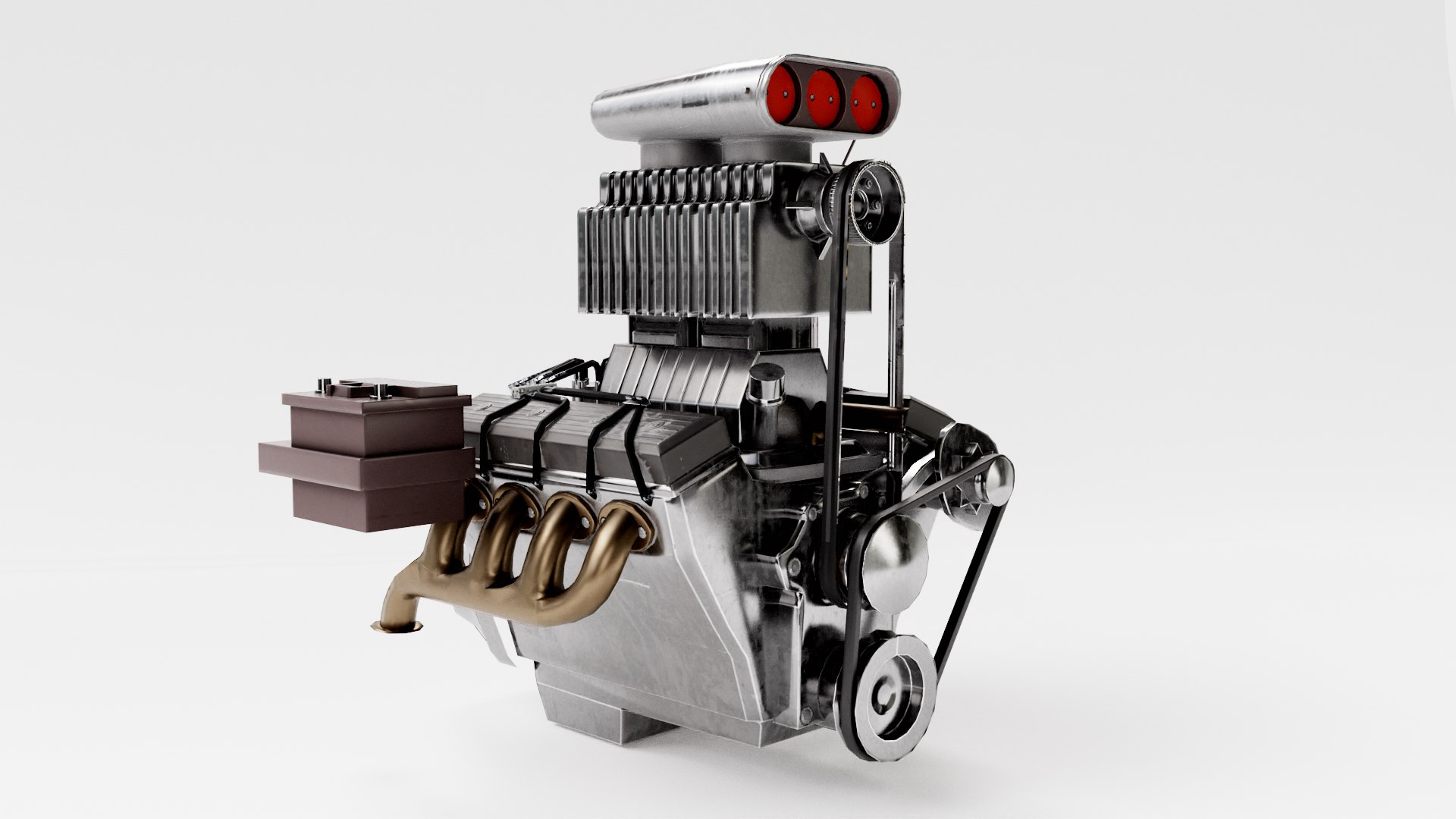 Vintage Car Engine V8 Turbocharged Vehicle Part Da1 3D Model ...