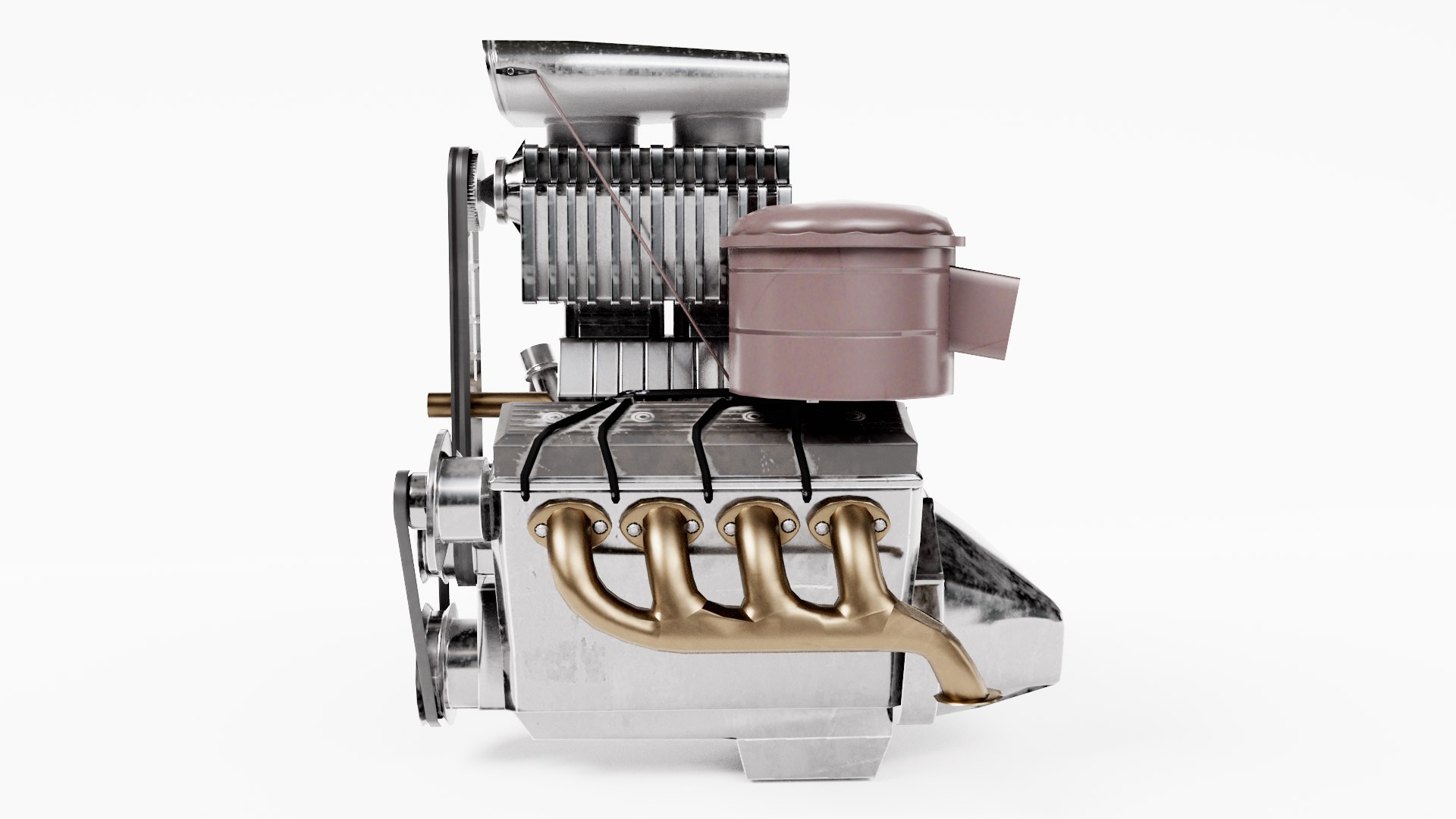 Vintage Car Engine V8 Turbocharged Vehicle Part Da1 3D Model ...