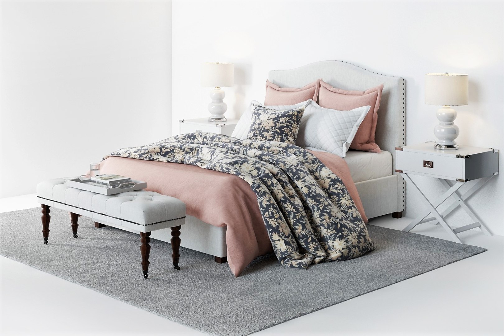 3D Pottery Barn Raleigh Bed - TurboSquid 1488317