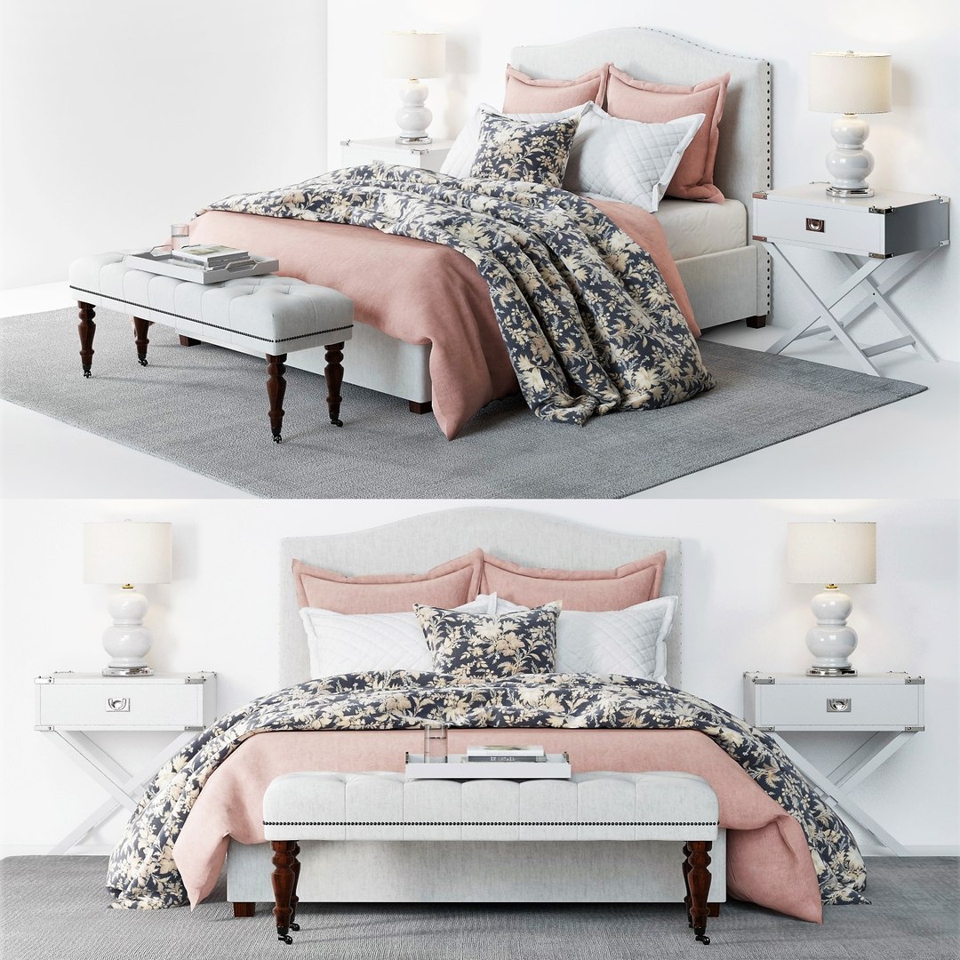 3D Pottery Barn Raleigh Bed - TurboSquid 1488317