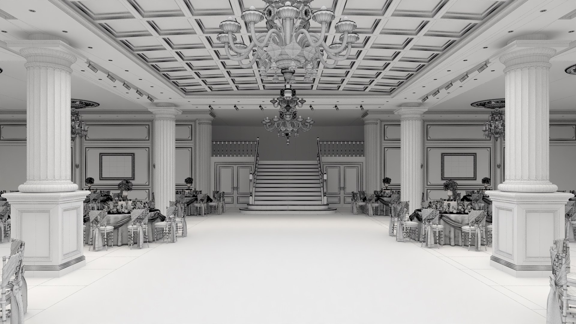 Banquet Hall Interior 3D Model - TurboSquid 2113271