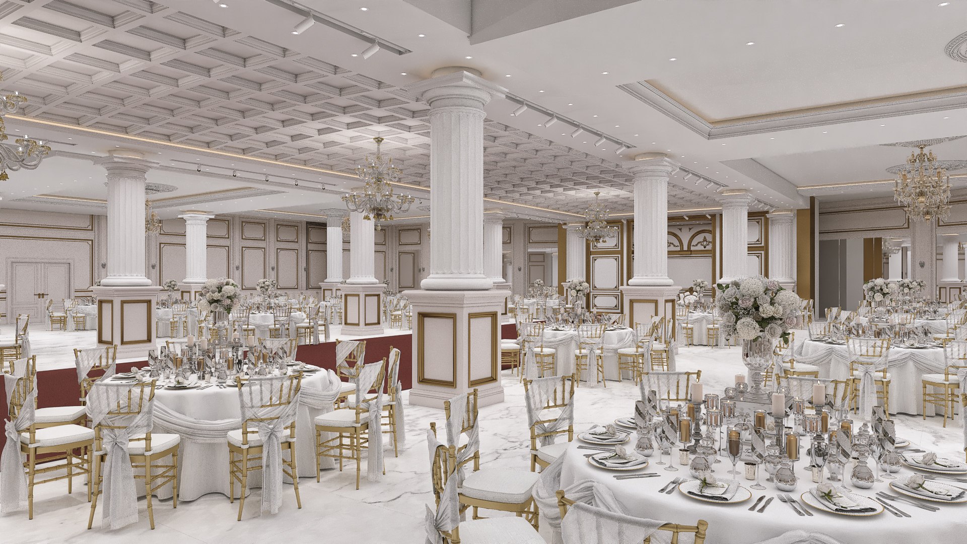 Banquet Hall Interior 3D Model - TurboSquid 2113271