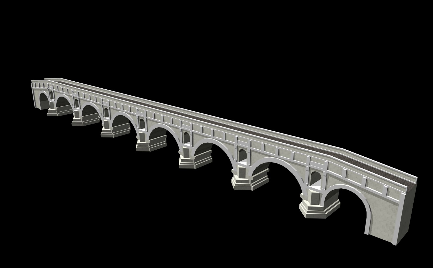 c4d multi-arch stone road bridge