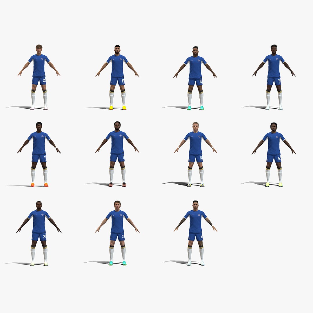 3D Chelsea Squad Season 2023-2024 Part 1 11 Players model - TurboSquid ...