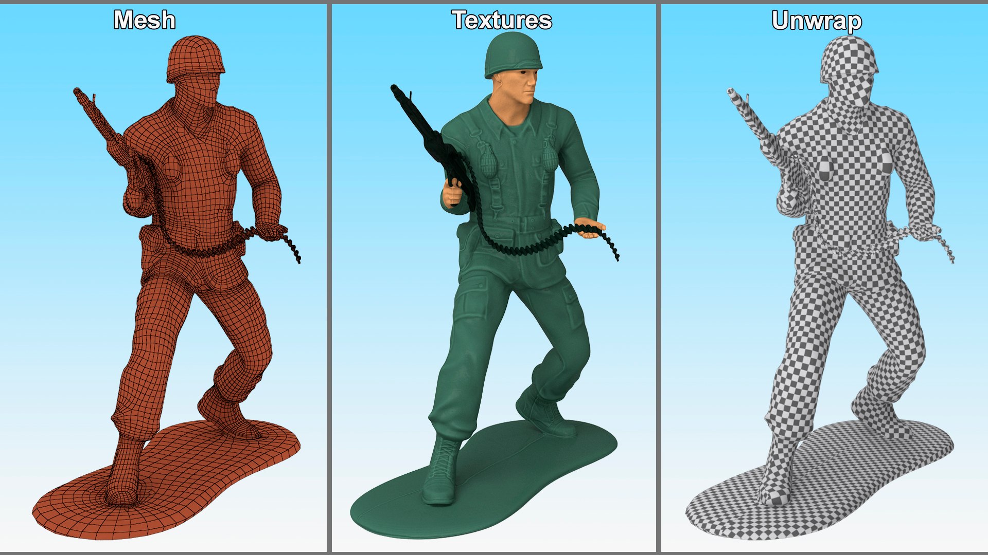 Miniature Toy Soldier With Machine Gun Model - TurboSquid 2197342