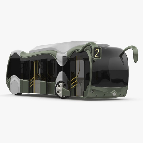 modelo 3d Concepto de autobús eléctrico futurista con aparejo verde ...