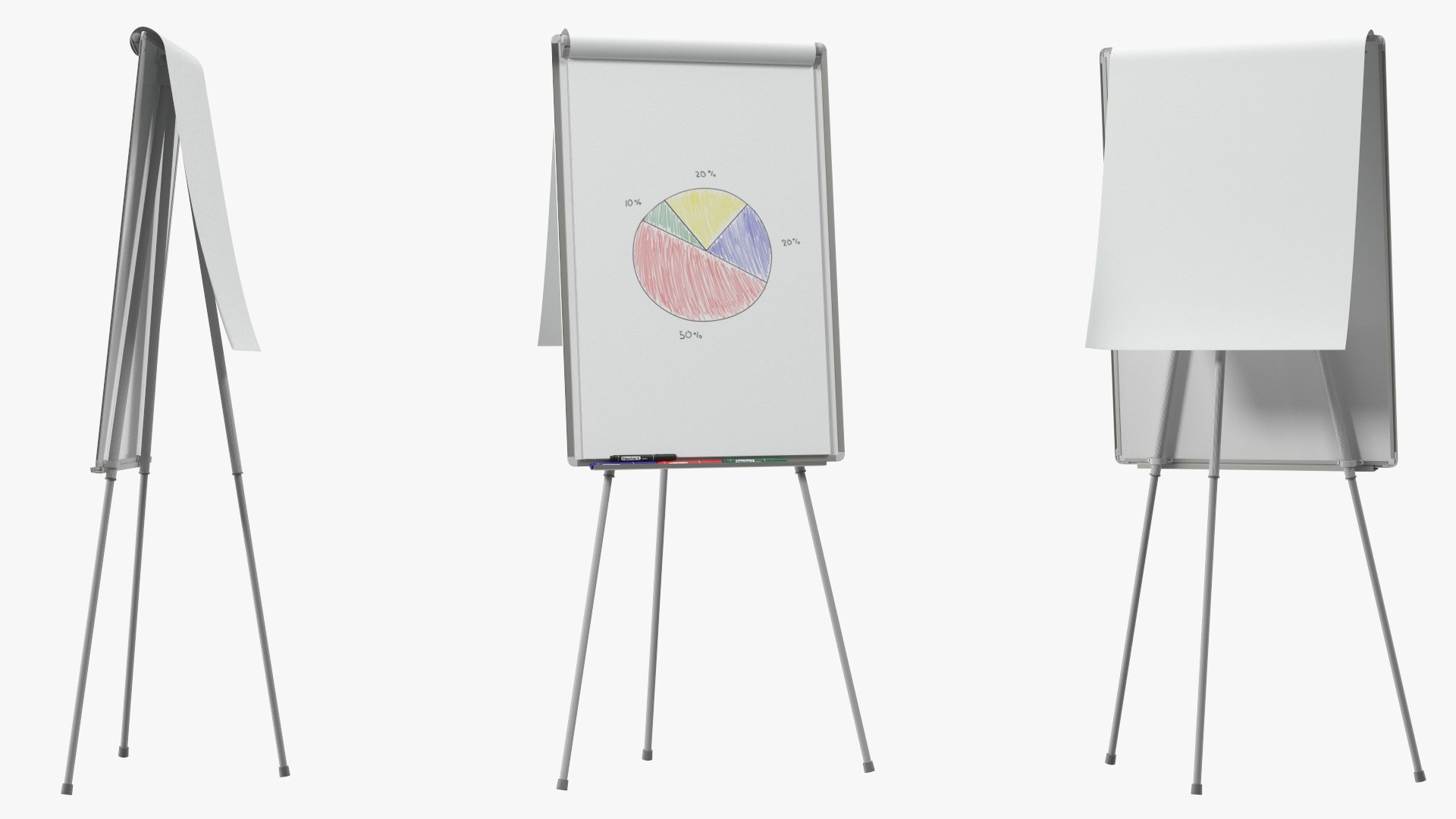 Pie Diagram On Flip Chart Board Model - TurboSquid 2235928