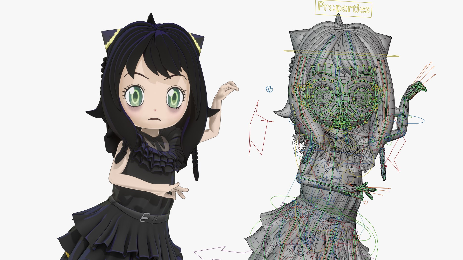 Anya Wednesday Forger Addams 3d Model - Rig - Blender Model ...
