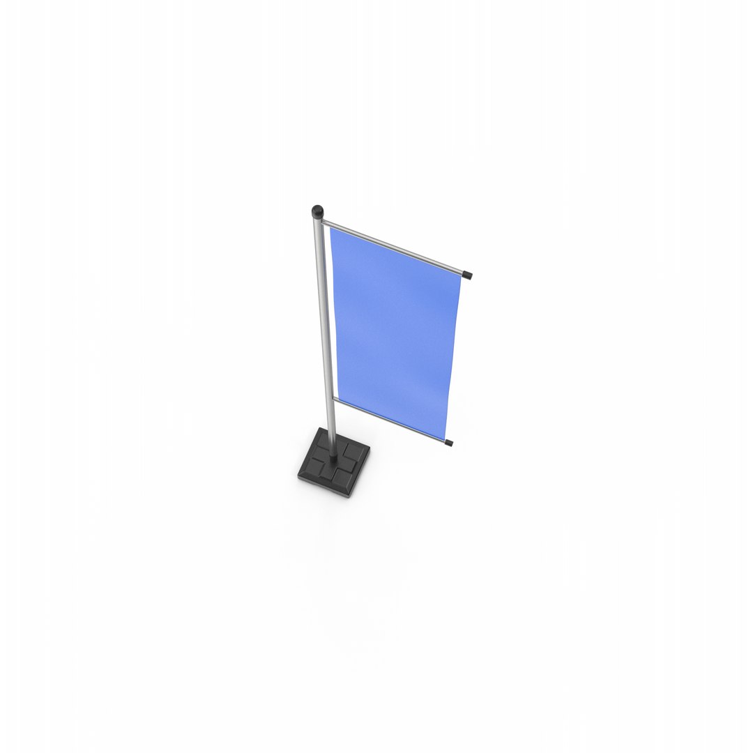 Blue Flagpole Banner 3D Model - TurboSquid 2180154