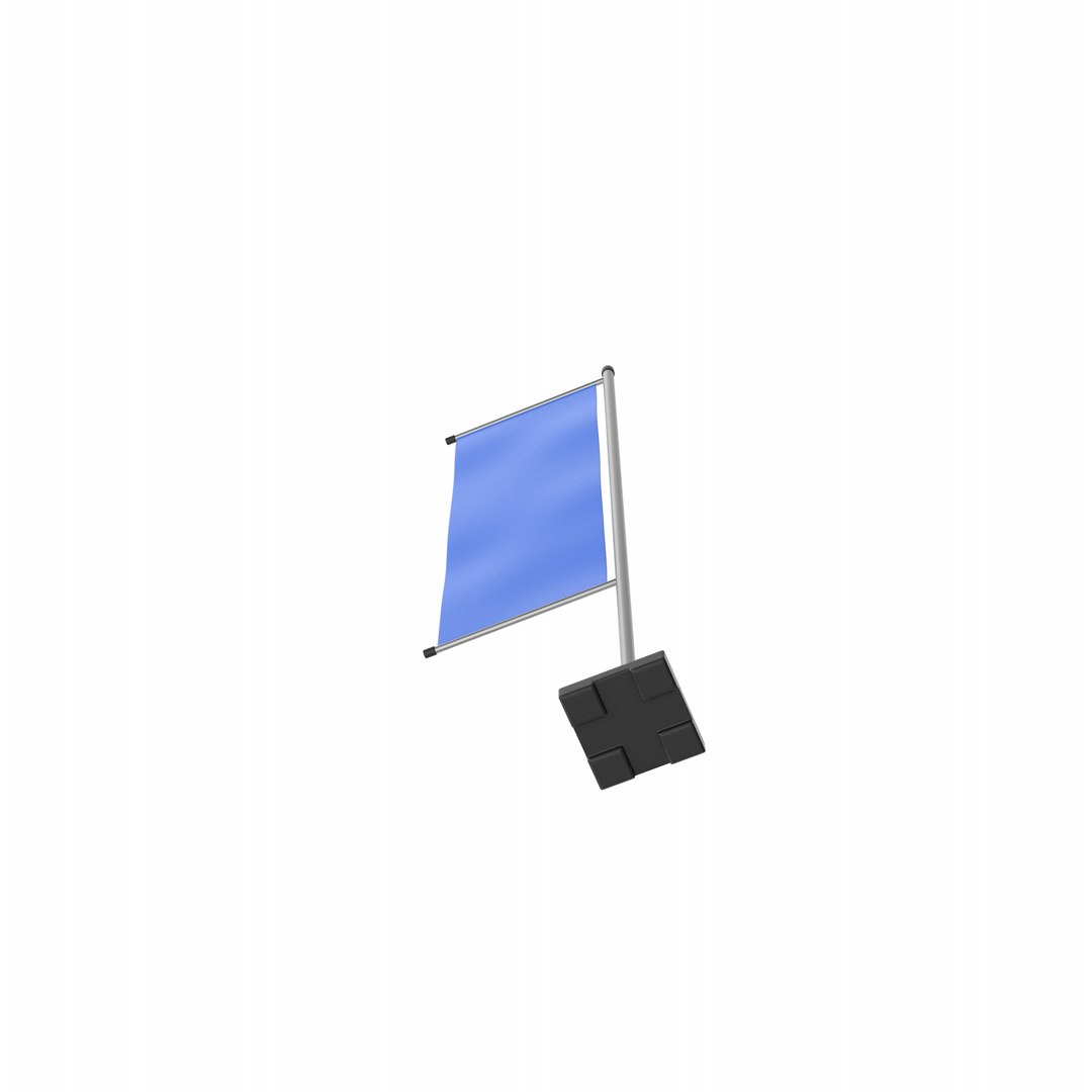Blue Flagpole Banner 3D Model - TurboSquid 2180154