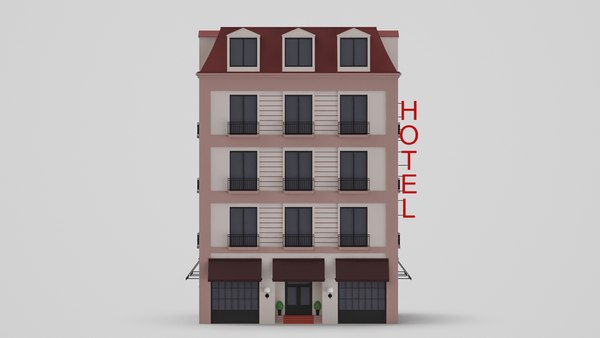 modelo 3d Hotel de dibujos animados de Low Poly - TurboSquid 1821573