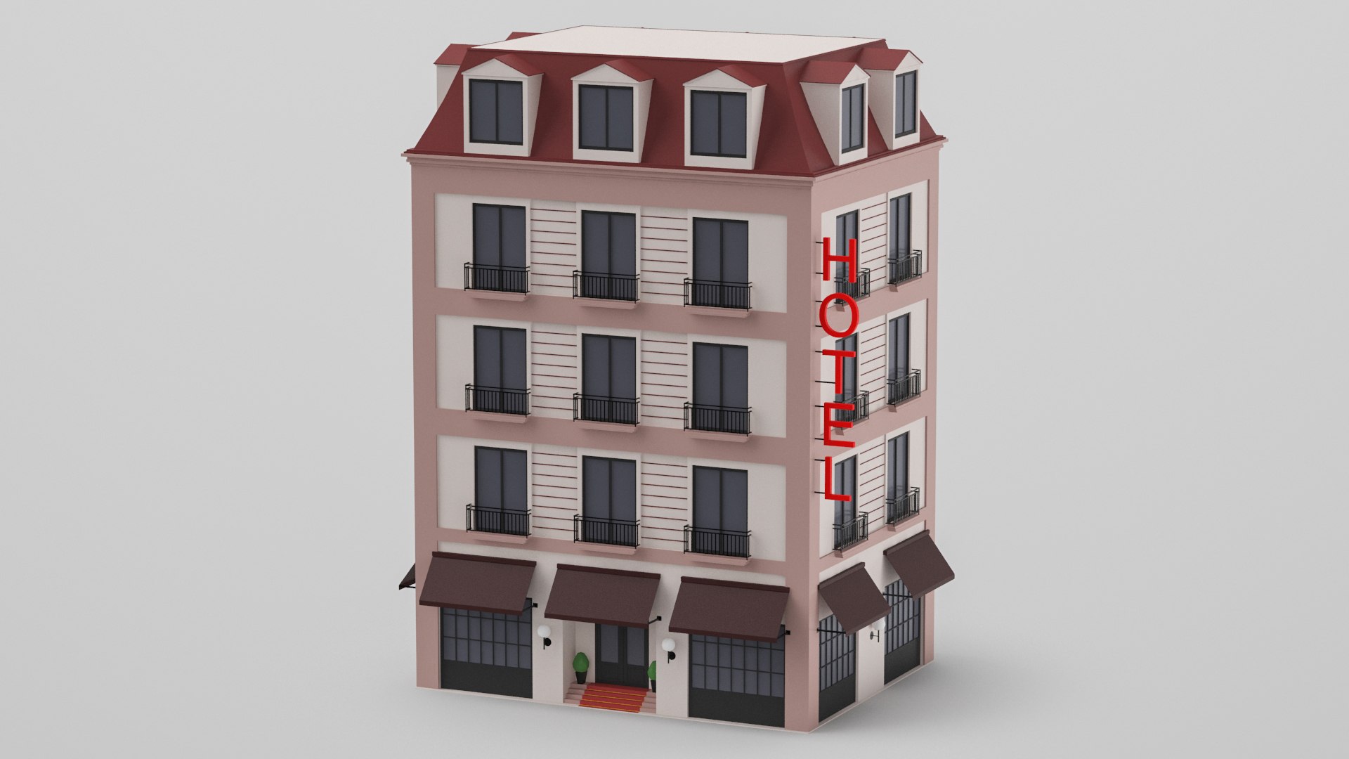 Low Poly Cartoon Hotel 3D model - TurboSquid 1821573