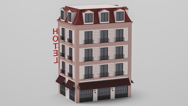 modelo 3d Hotel de dibujos animados de Low Poly - TurboSquid 1821573