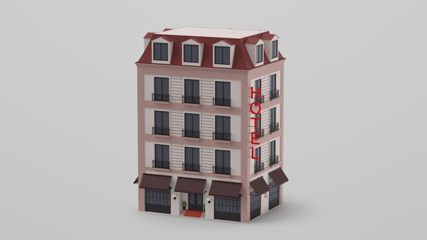 modelo 3d Hotel de dibujos animados de Low Poly - TurboSquid 1821573