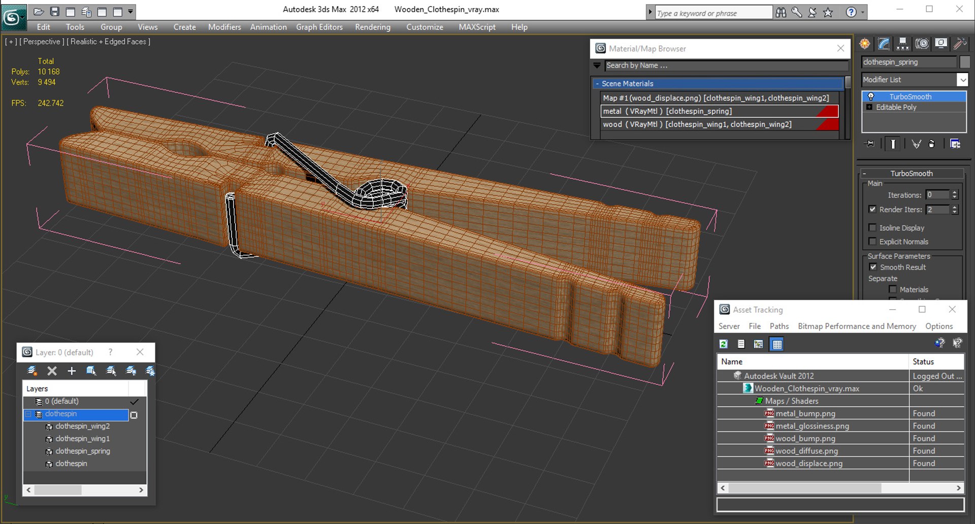 3D Model Wooden Clothespin - TurboSquid 1317726