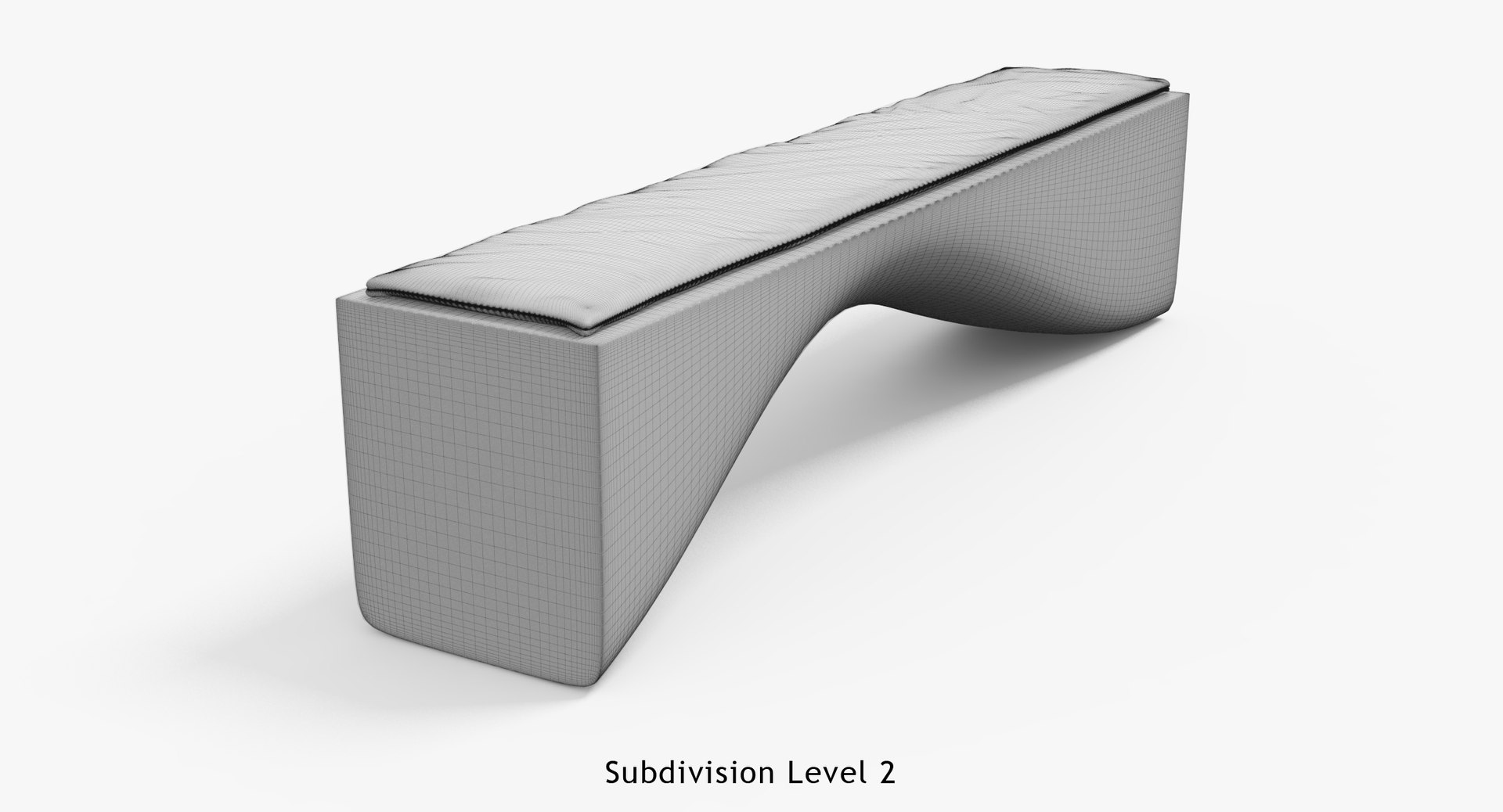 Curve Bench Riva 1920 3d Model