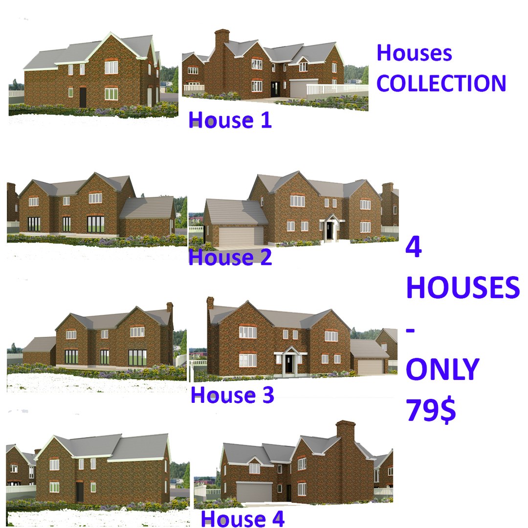 3D 4 Houses - TurboSquid 1626400