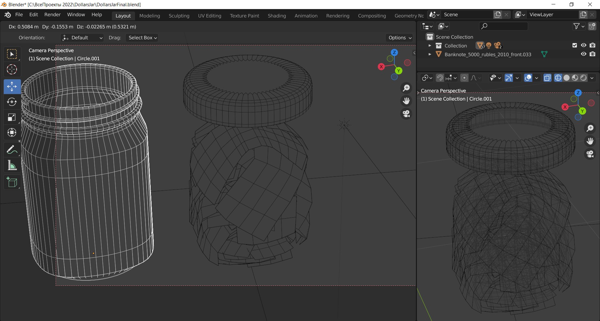 3D Dollars Glass Jar - TurboSquid 1851665