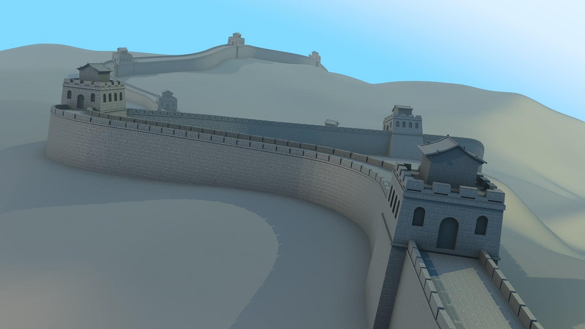 Great wall cartoon 3D - TurboSquid 1511400
