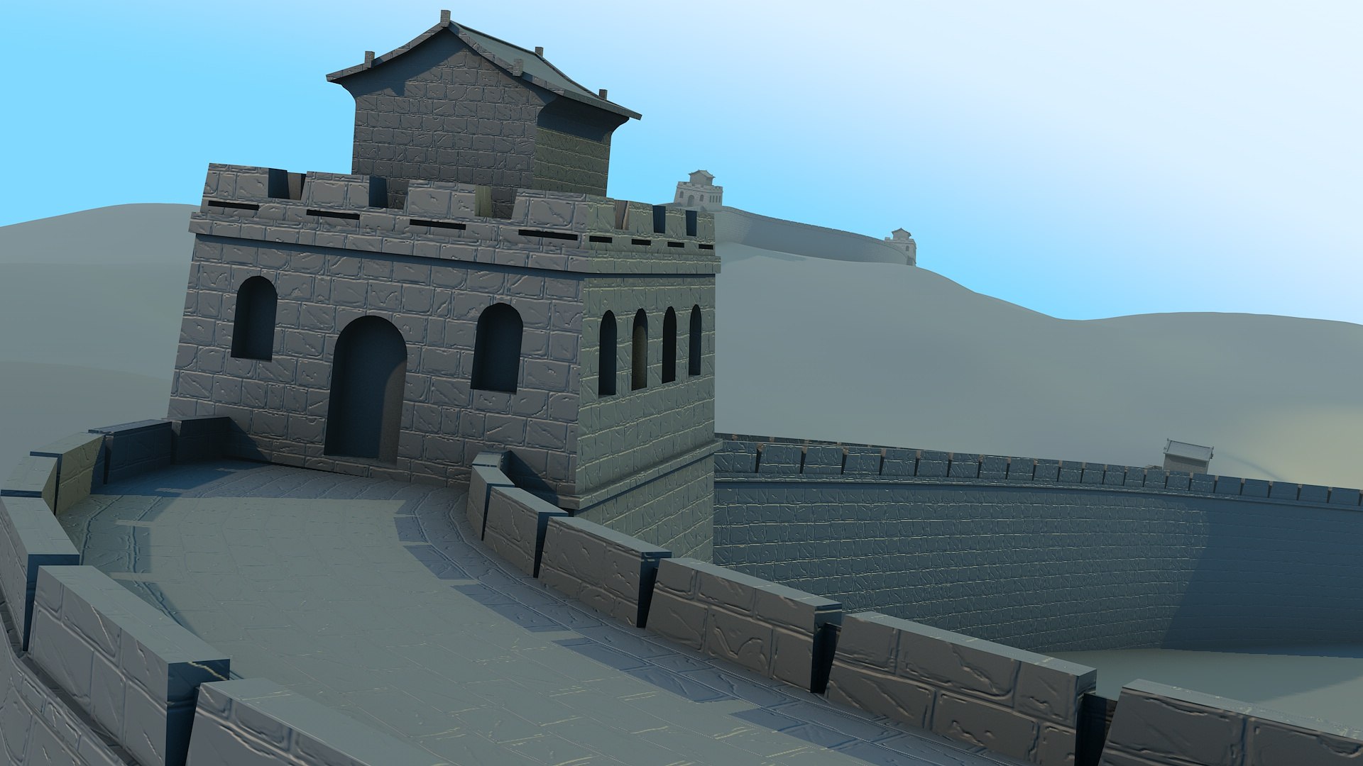 Great wall cartoon 3D - TurboSquid 1511400