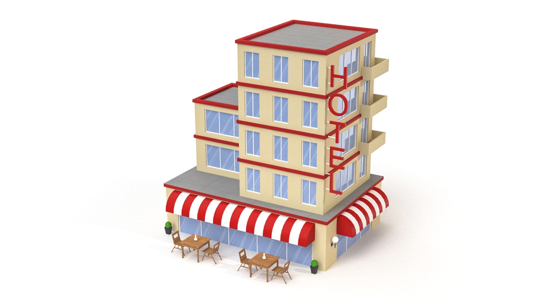 Cartoon Hotel 3D Model - TurboSquid 1393909