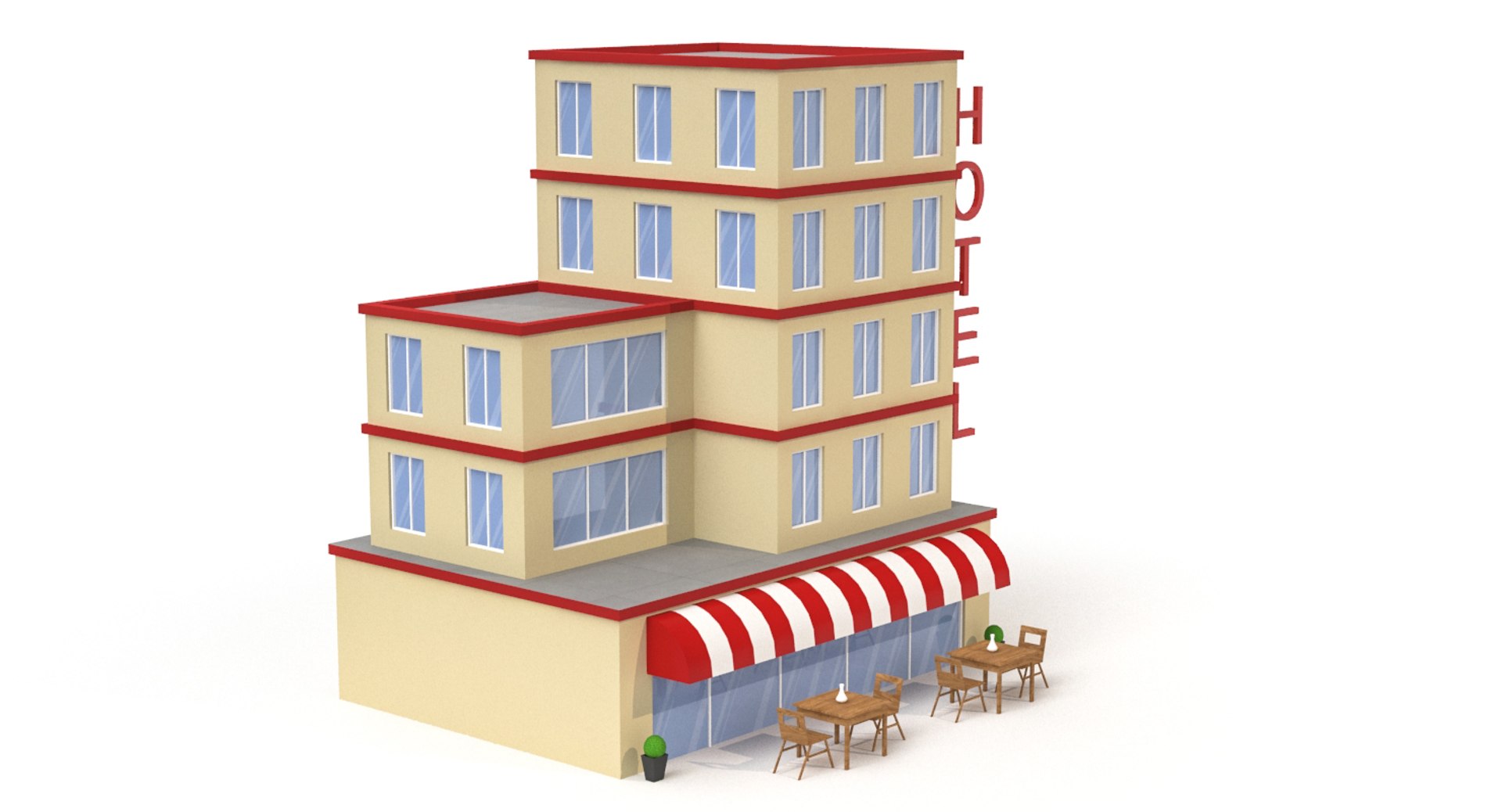 Cartoon Hotel 3D Model - TurboSquid 1393909