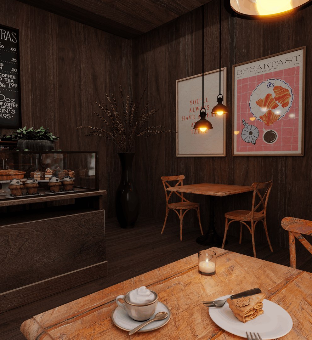 3D Mini Cafe Blender Scene - TurboSquid 2305875