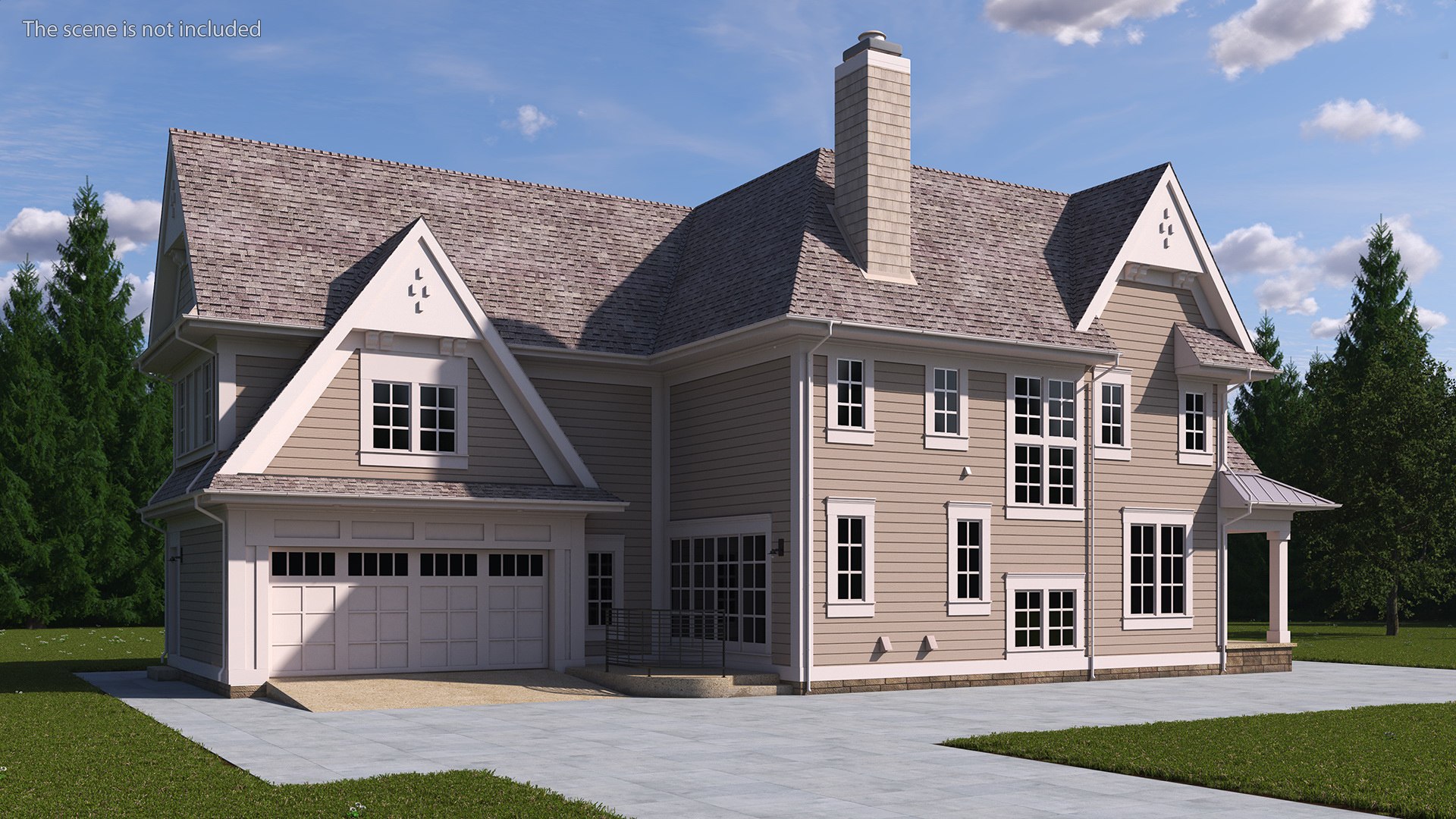 3D model Large American House with Garage Beige - TurboSquid 2112247