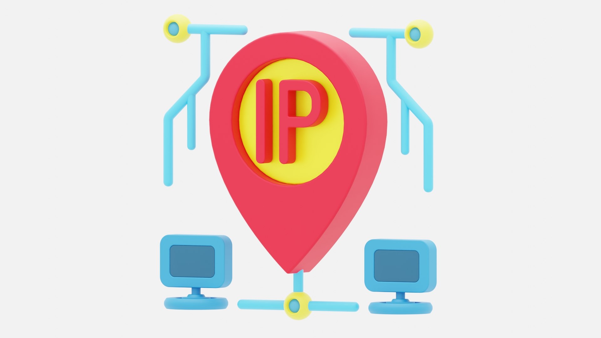 3D IP Address 3d Icon Represented With Computer And Location Pin - TurboSquid 2082748
