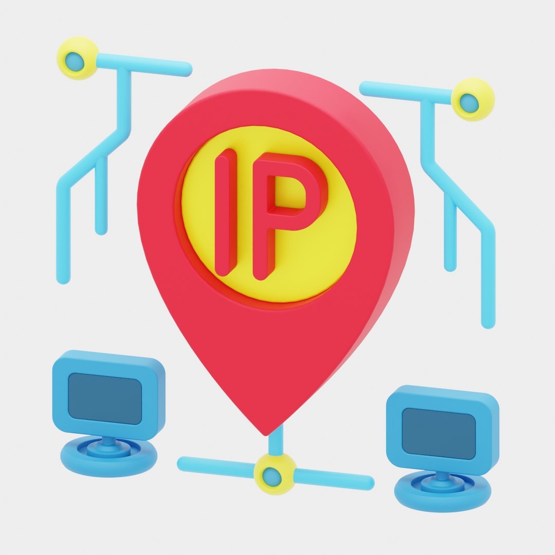 3D IP Address 3d Icon Represented With Computer And Location Pin - TurboSquid 2082748