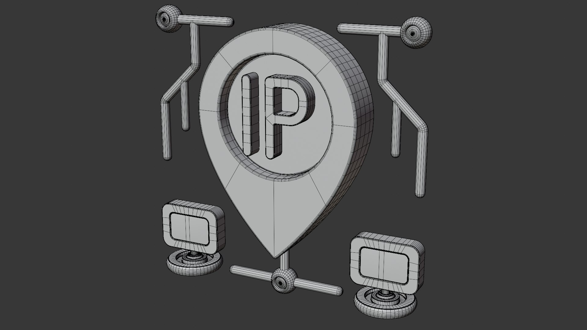 3D IP Address 3d Icon Represented With Computer And Location Pin - TurboSquid 2082748