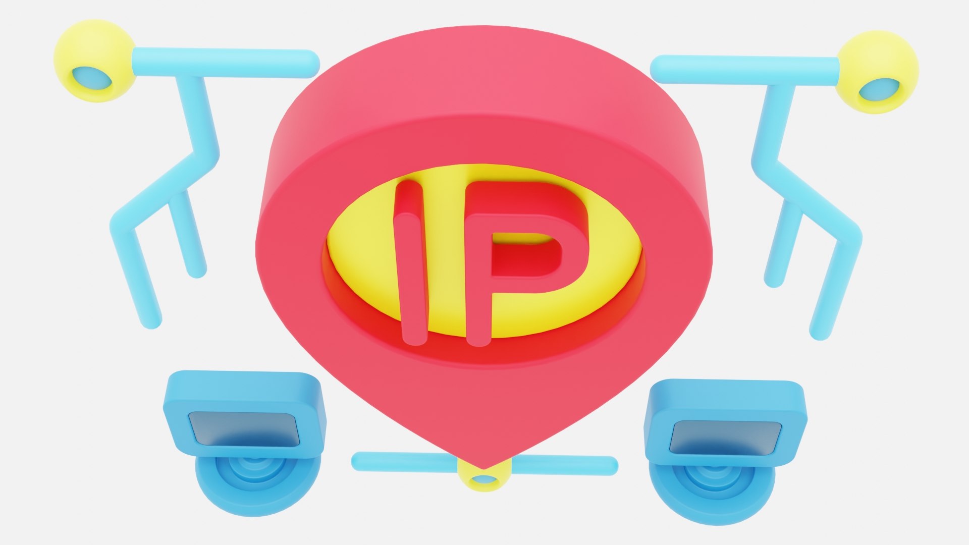 3D IP Address 3d Icon Represented With Computer And Location Pin - TurboSquid 2082748